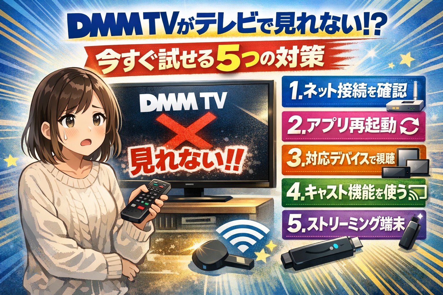 DMM TVがテレビで見れない💡今すぐ試せる5つの対策 - ネット動画NAVI